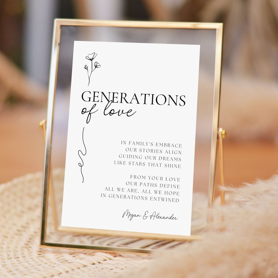 Generations of Love Wedding Sign Printable Editable Template, Modern ...