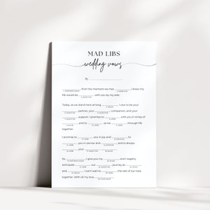 Wedding Vow Mad Libs | Bridal Shower Game | Bridal Shower or Wedding ...