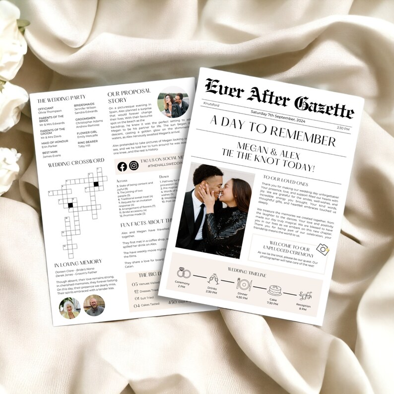 Editable Wedding Newspaper Program Wedding Newspaper - Etsy