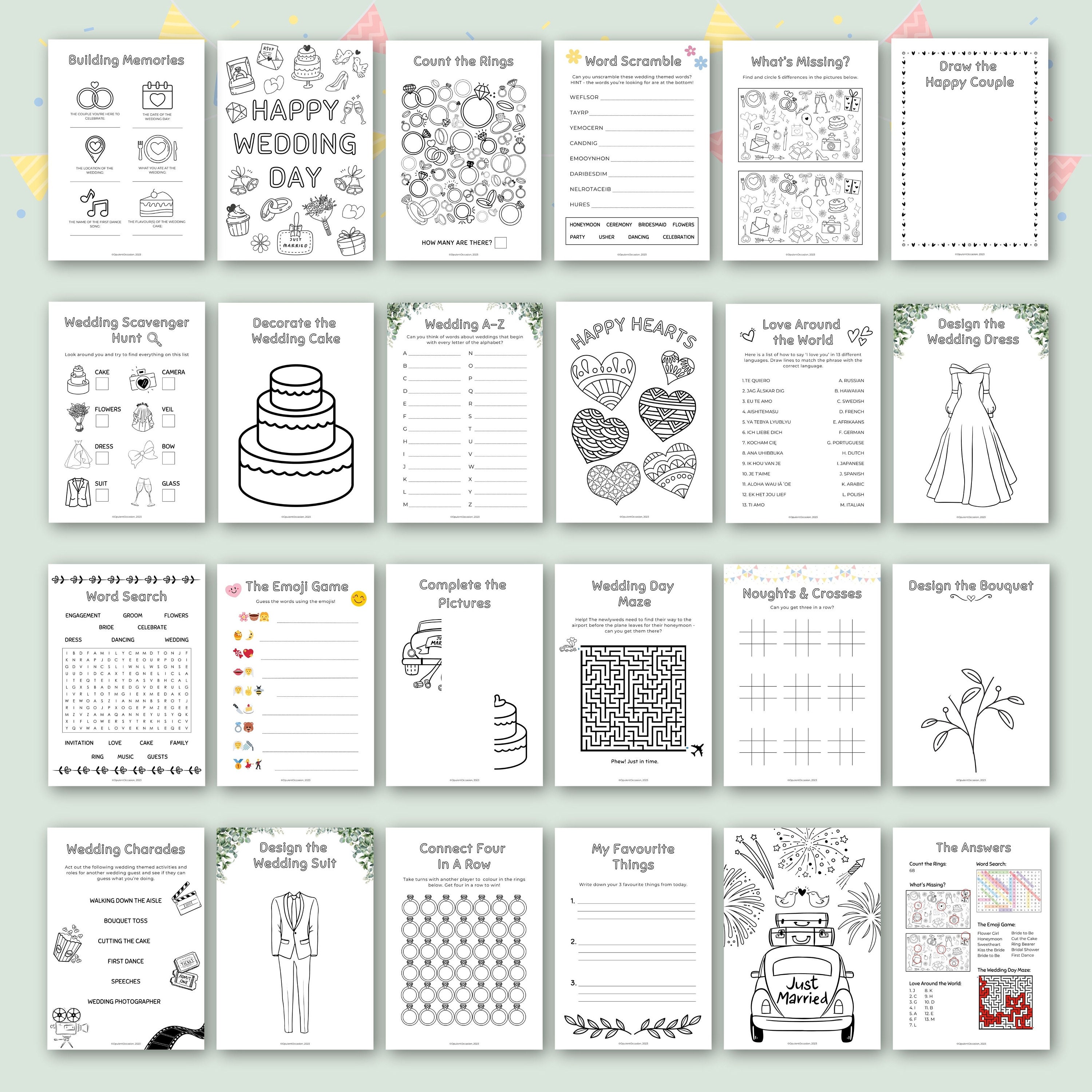 Printable Kid's Wedding Activity Book Wedding Coloring - Etsy