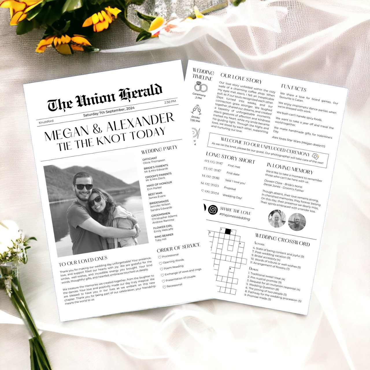 Editable Wedding Newspaper Program Wedding Program and - Etsy