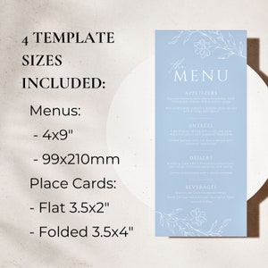 Editable Wedding Menu Printable Template, Editable Place Card, Dusty ...