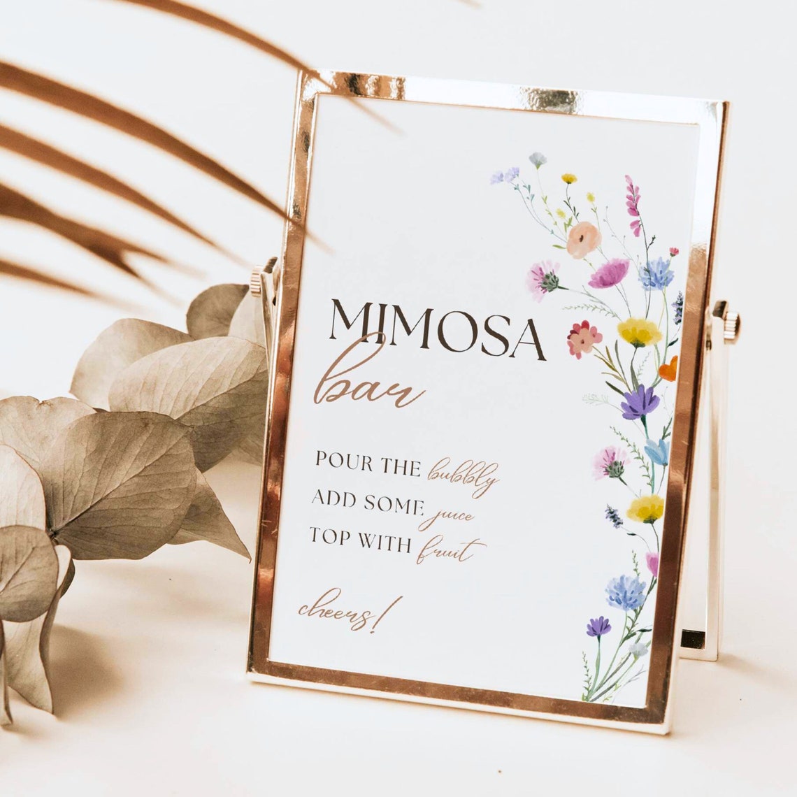 Mimosa Bar Sign Boho Bridal Shower Wildflower Mimosa Sign - Etsy