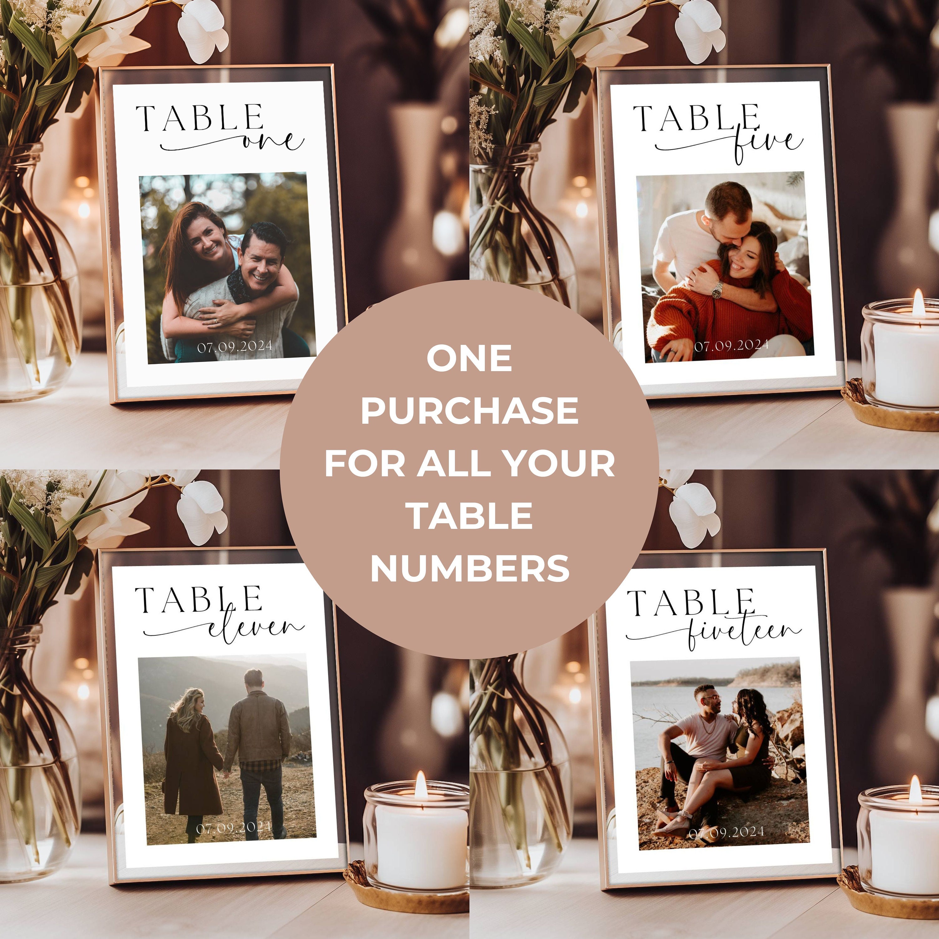 Tables Numbers With Picture Printable Wedding Photo Table Number ...