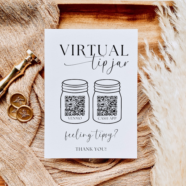 Virtual Tip Sign Wedding Virtual Tip Jar Bar Sign Feeling Tipsy Sign ...