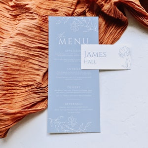 Editable Wedding Menu Printable Template, Editable Place Card, Dusty ...