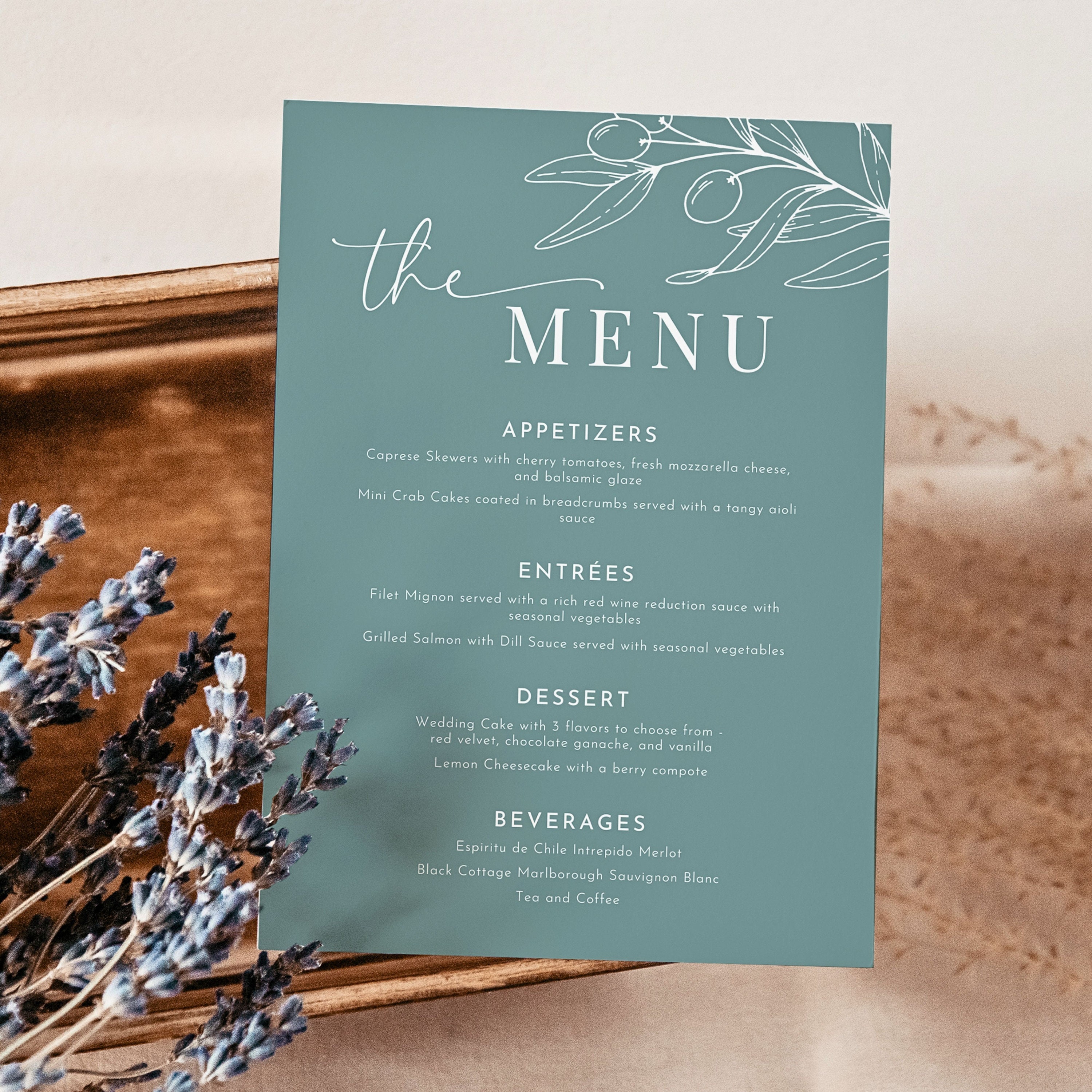Wedding Menu Table Sign Restaurant Menu Sign Printable Green Wedding ...