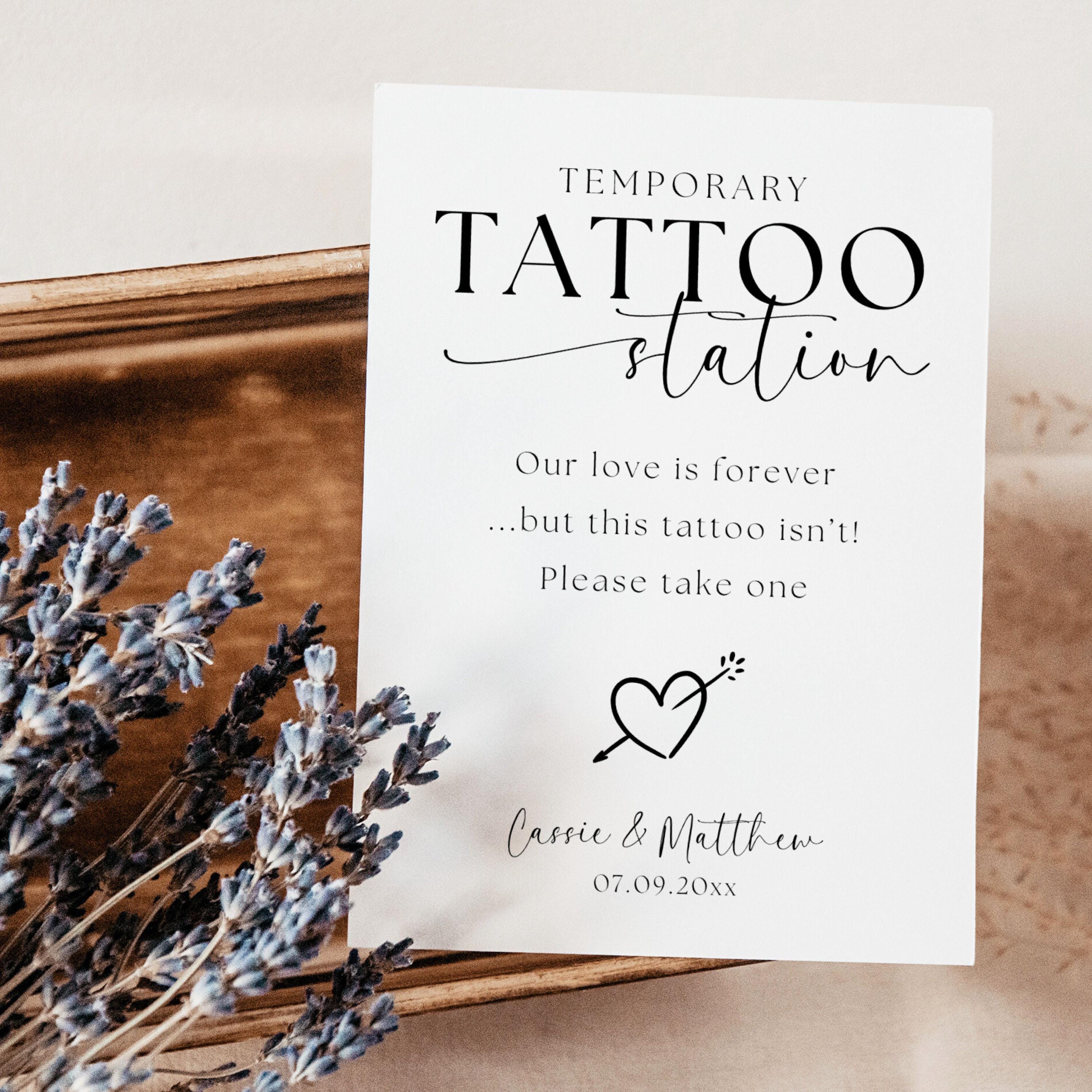 Temporary Tattoos Station Wedding Tattoo Favor Sign, Wedding Tattoo ...