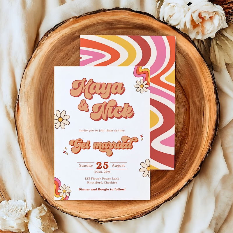 Retro Wedding Invitation - Etsy