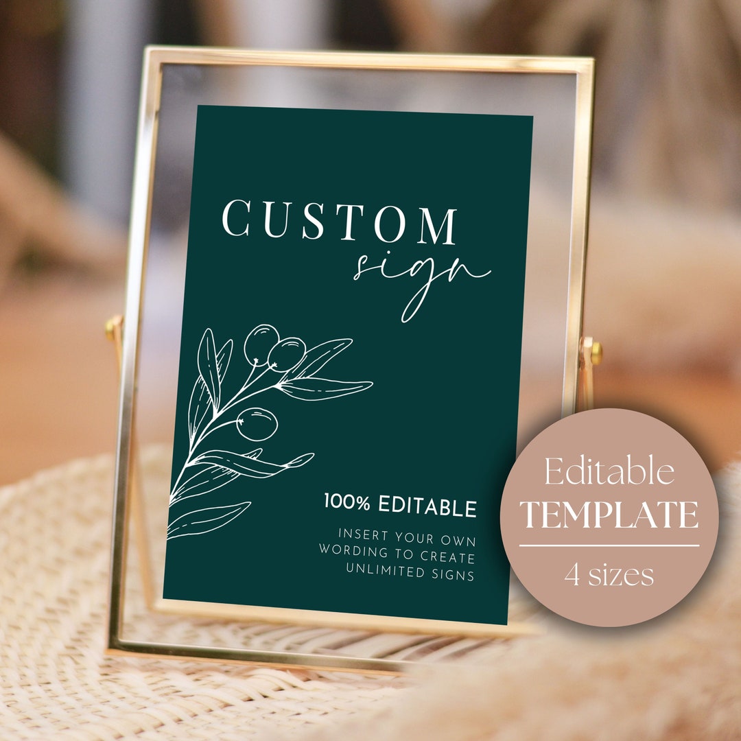 Forest Green Wedding Sign Template Editable Template Printable Wedding ...