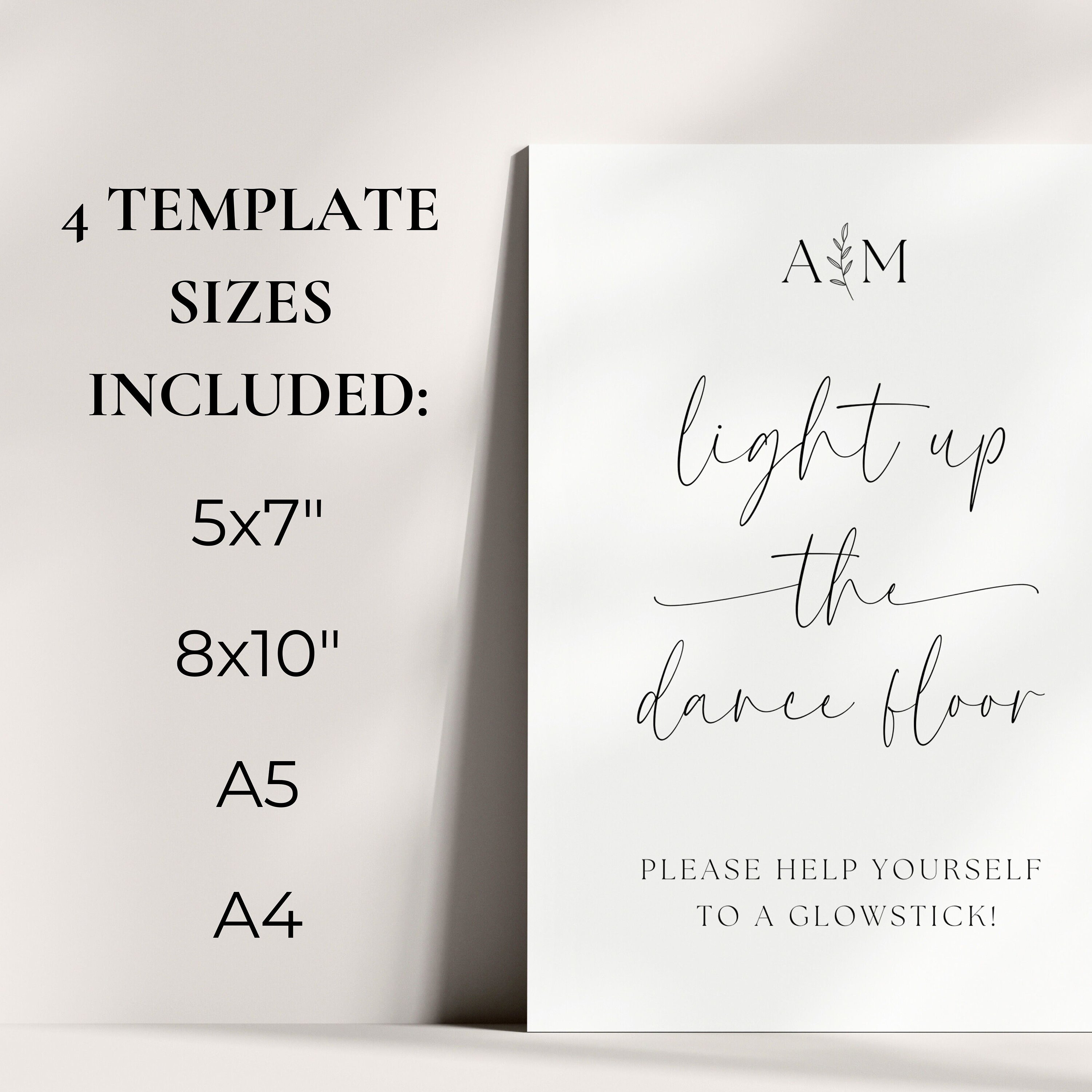 Light up the Dance Floor Wedding Sign Printable Glow Stick - Etsy