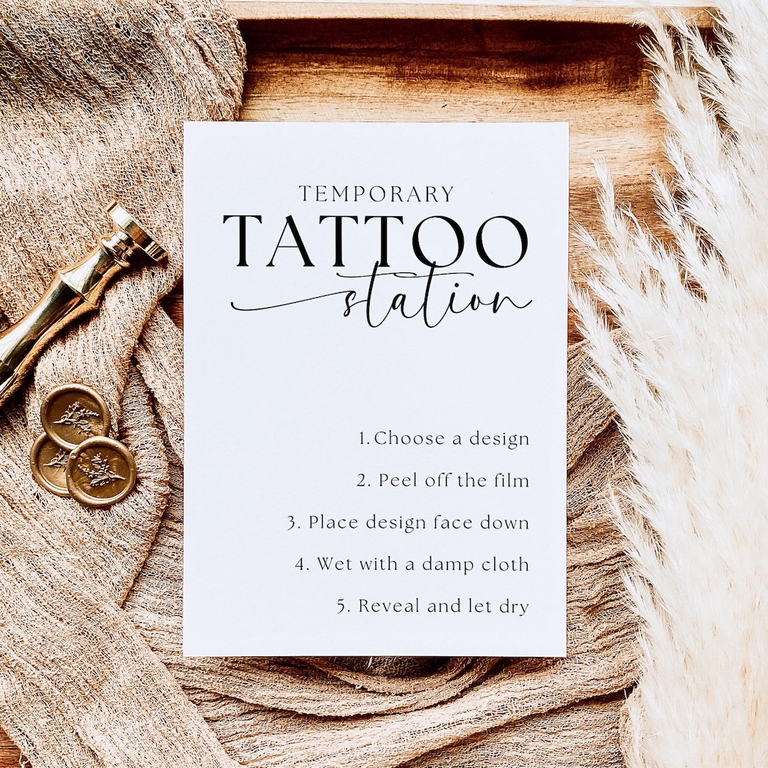Temporary Tattoos Station Wedding Tattoo Favor Sign, Wedding Tattoo ...