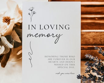 In Loving Memory Sign Template 8x10, Loving Memory Sign 5x7, Memory ...