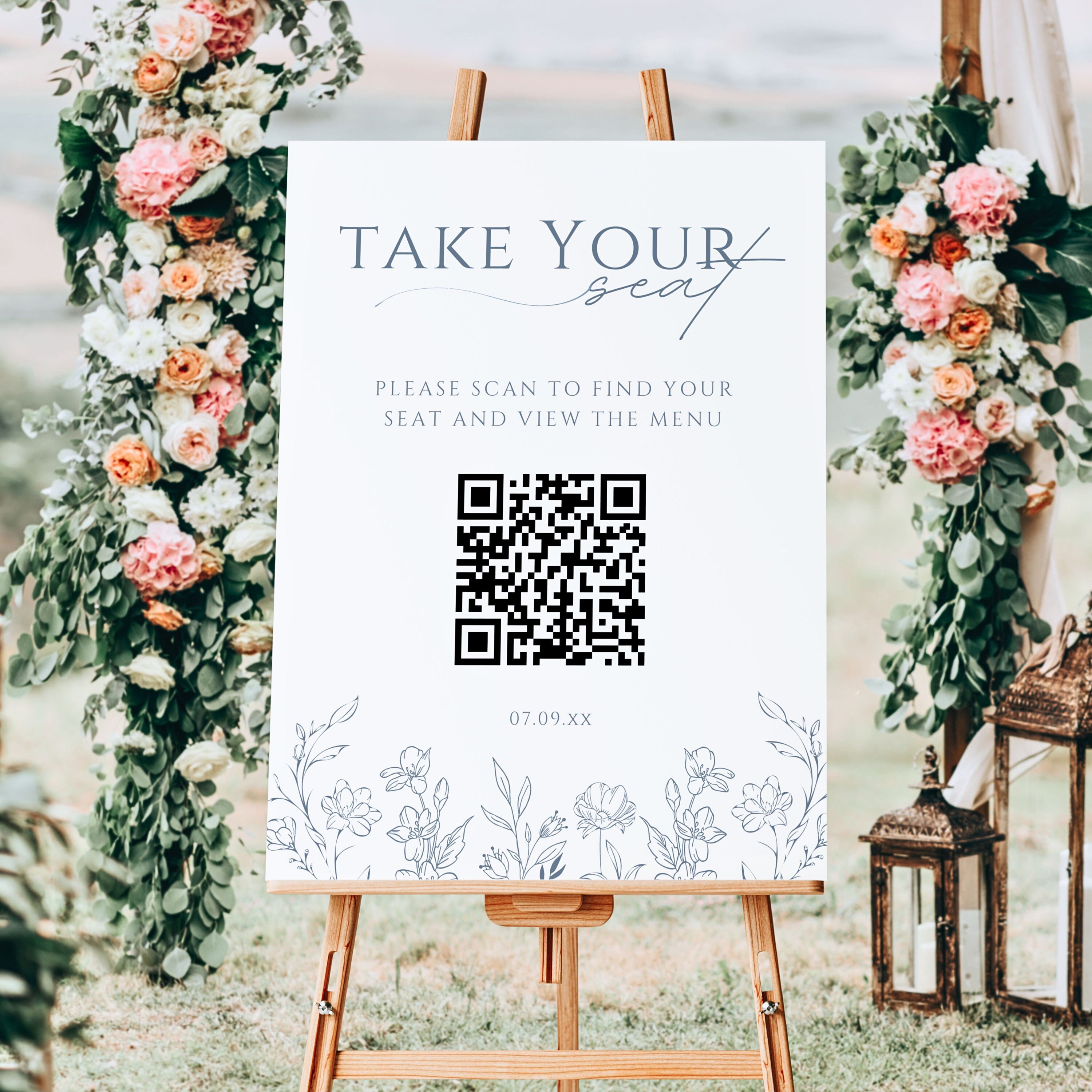 QR Code Wedding Seating Chart Sign, Digital Seating Chart and Website ...