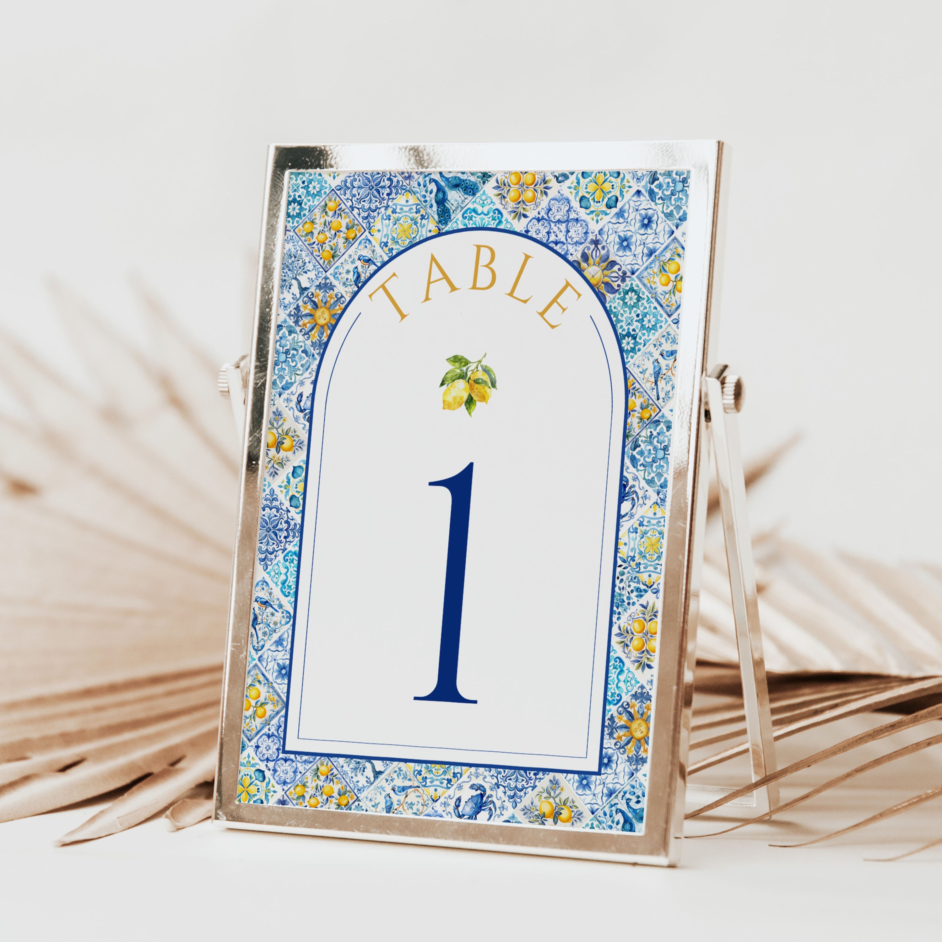 Blue Tiles Lemon Table Numbers Mediterranean Table Numbers, Citrus ...