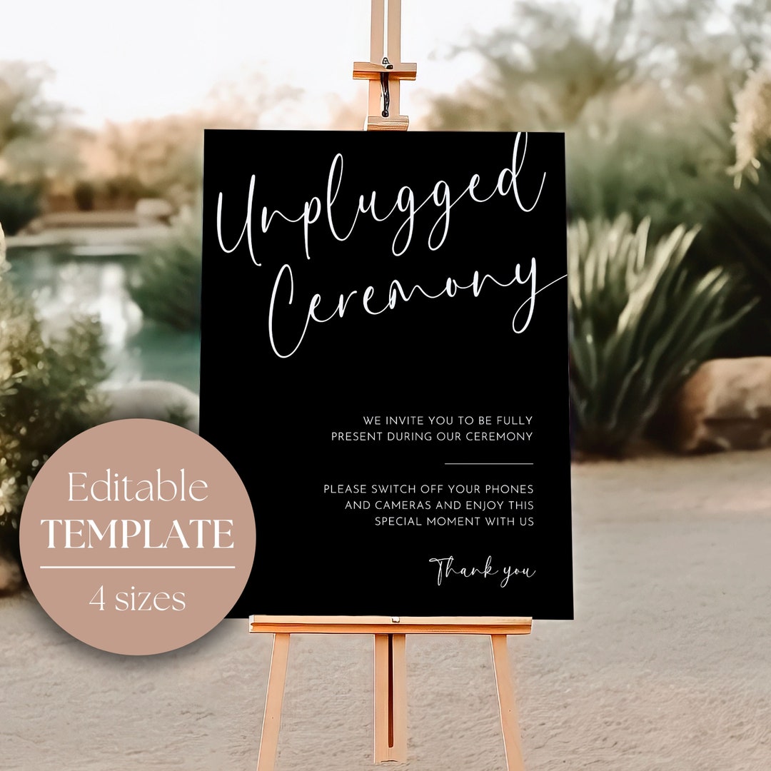 Large Unplugged Ceremony Sign Template | Modern Minimalist Wedding ...