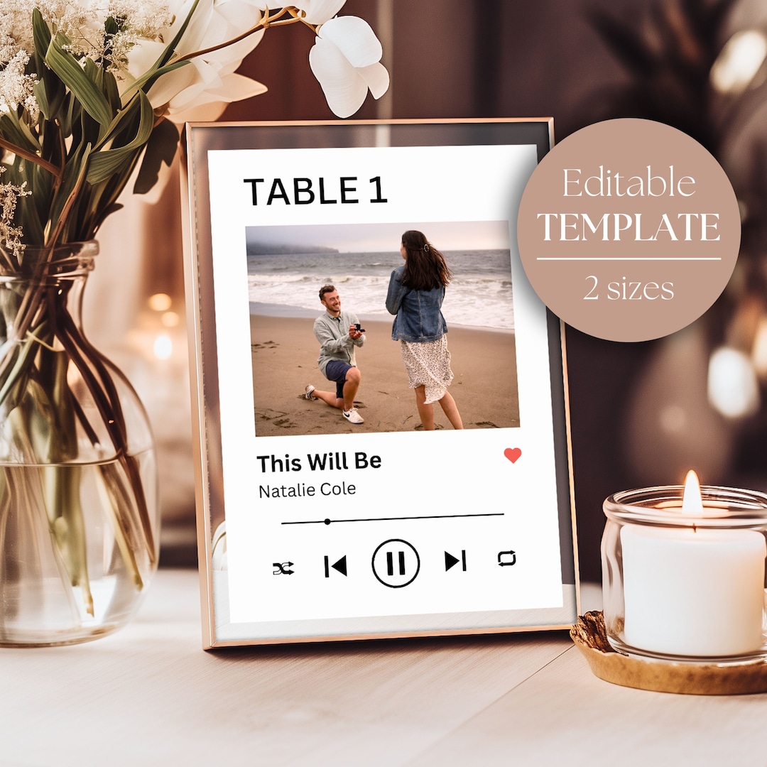 Wedding Table Numbers With Songs | Music Theme Wedding Table Names ...