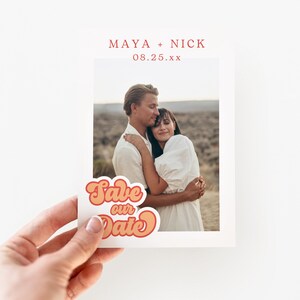 Retro Save the Date With Picture Template Printable | Groovy 60s 70s ...