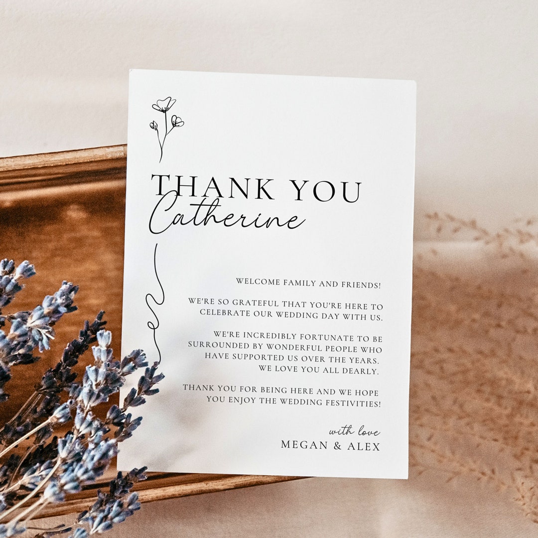 Personalized Wedding Welcome Note | Table Thank You Card | Wedding ...