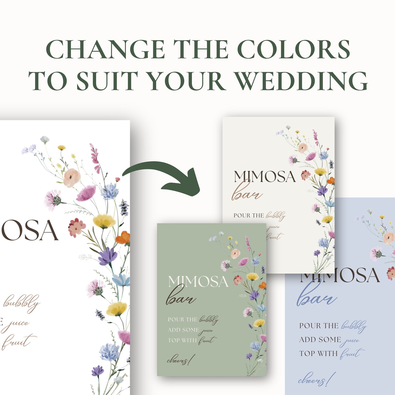 Mimosa Bar Sign Boho Bridal Shower Wildflower Mimosa Sign - Etsy