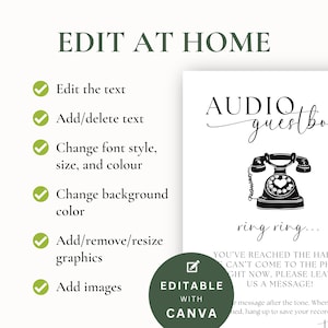 Telephone Guest Book Sign Template | Wedding Audio Guestbook | Leave Me ...
