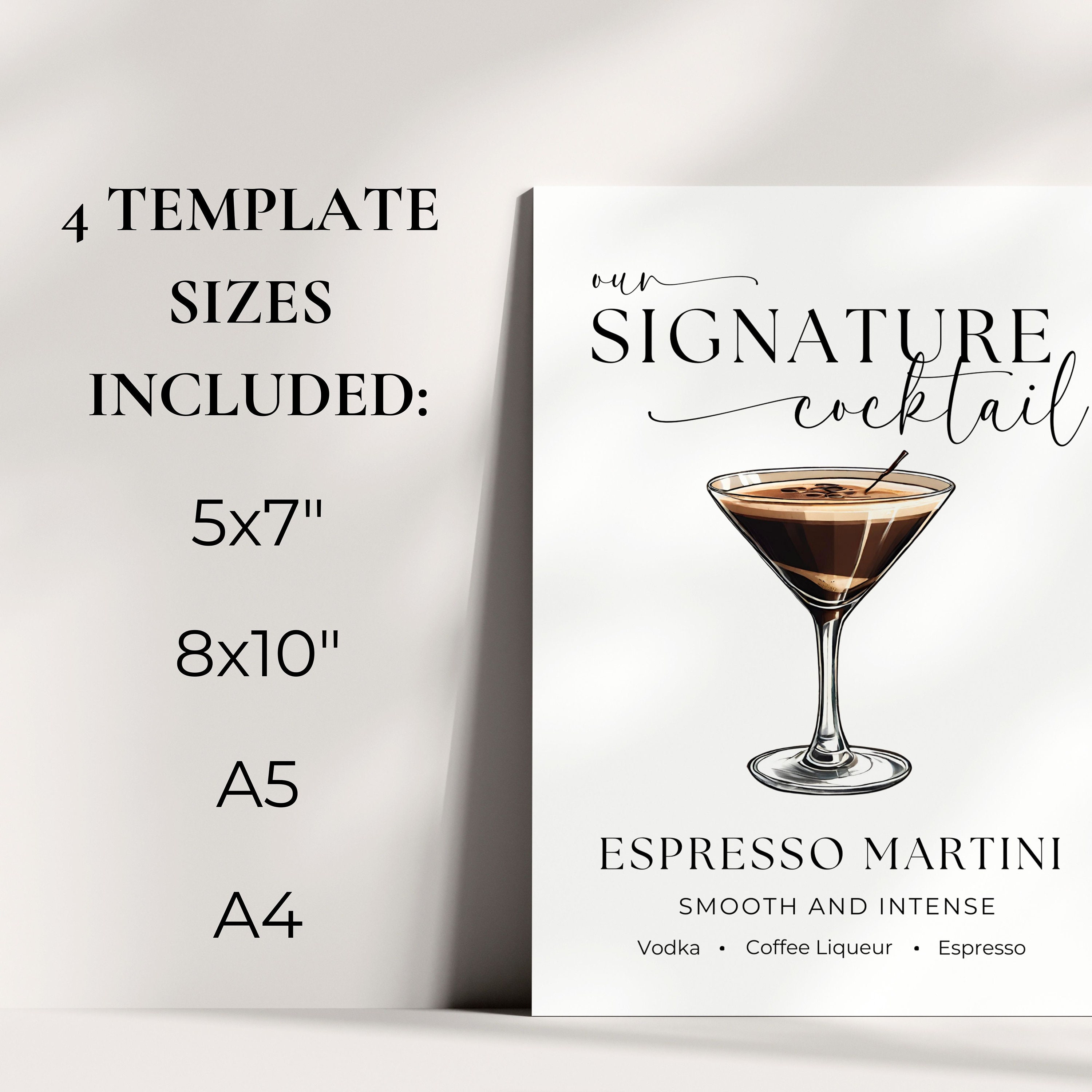 Espresso Martini Signature Drink Sign Signature Drink Decor Wedding Bar ...