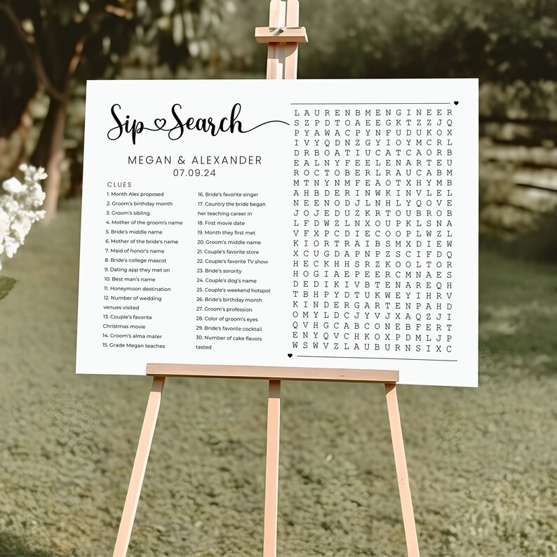 Custom Wordsearch Puzzle, Sip and Solve Giant Word Search Puzzle ...