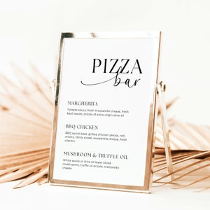 Pizza Menu Sign, Minimalist Wedding Pizza Bar Menu Template, Grazing ...