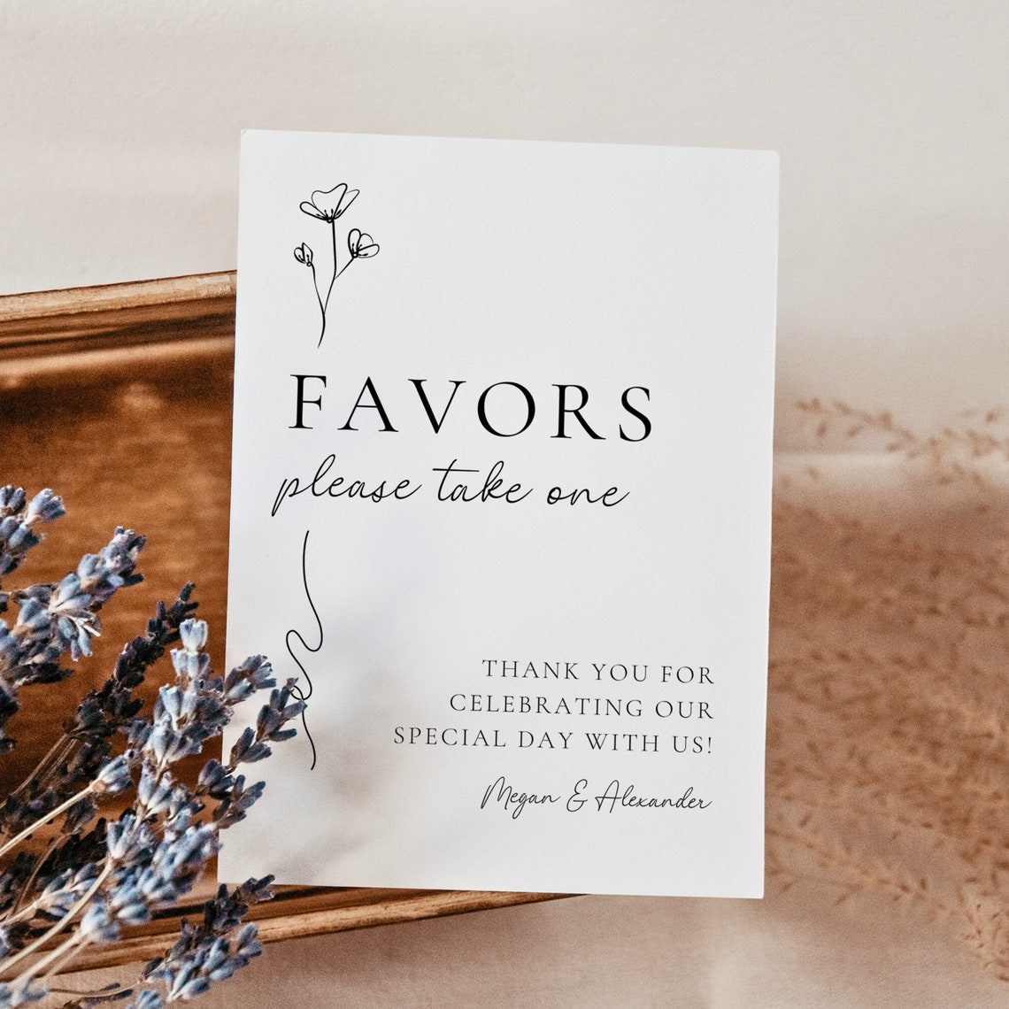 Foral Wedding Favor Sign Template, Editable Modern Minimal Wedding ...