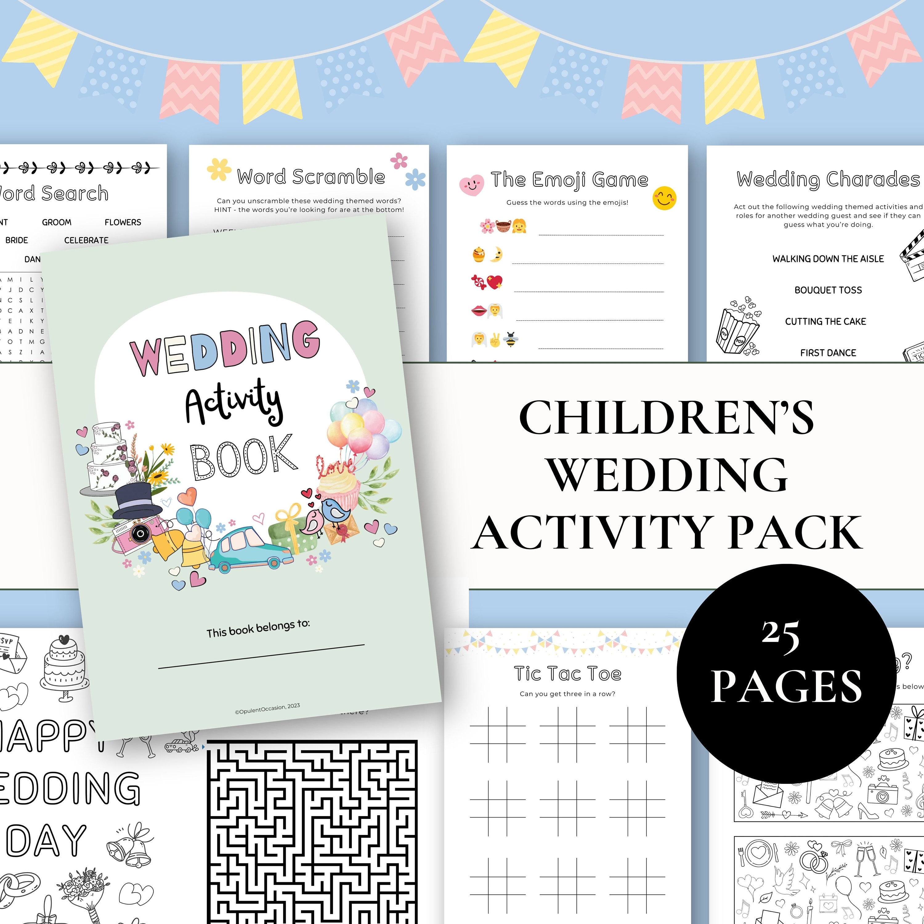Printable Kid's Wedding Activity Book Wedding Coloring - Etsy