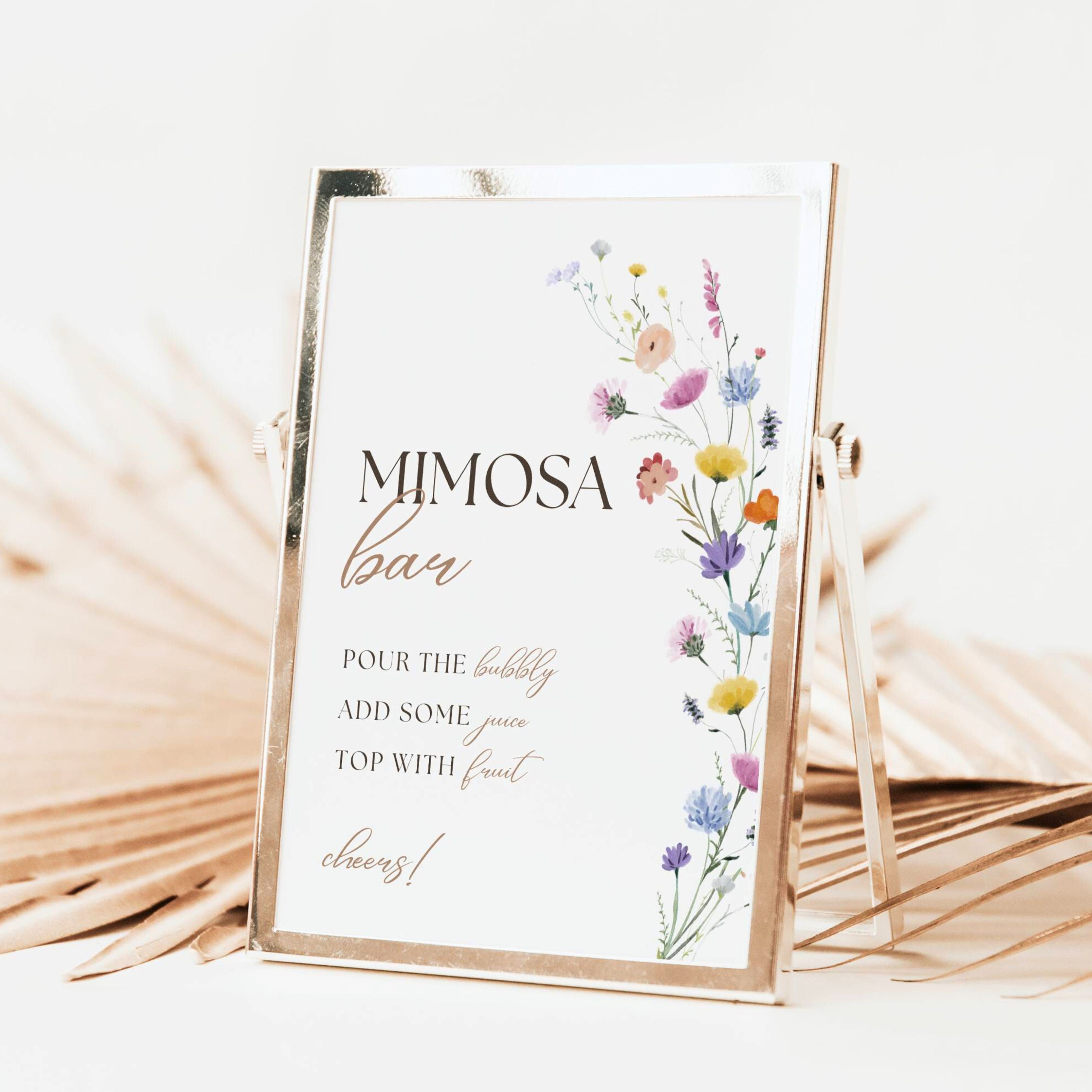 Mimosa Bar Sign Boho Bridal Shower Wildflower Mimosa Sign - Etsy