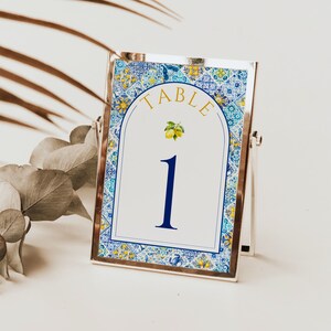 Blue Tiles Lemon Table Numbers Mediterranean Table Numbers, Citrus ...