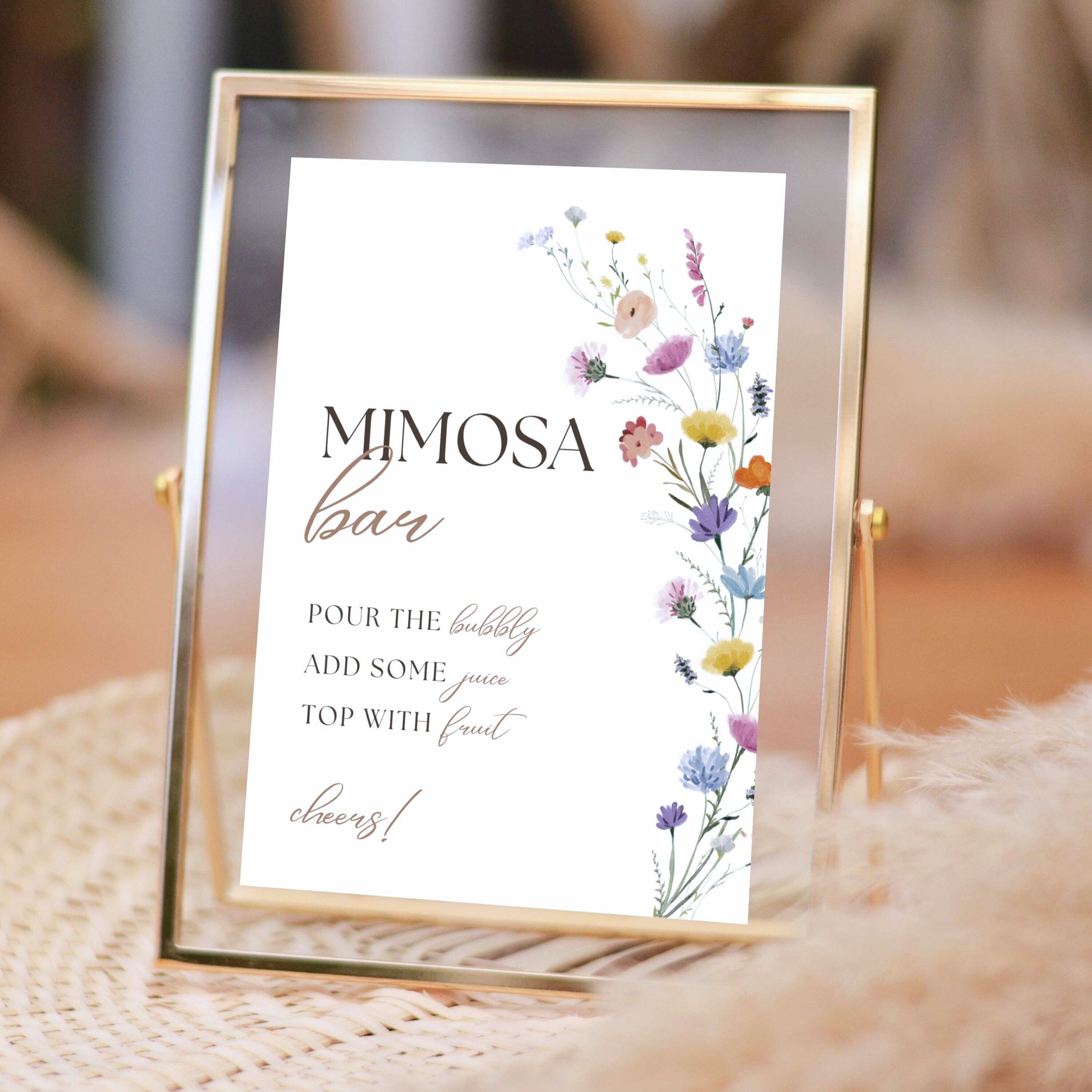 Mimosa Bar Sign Boho Bridal Shower Wildflower Mimosa Sign - Etsy