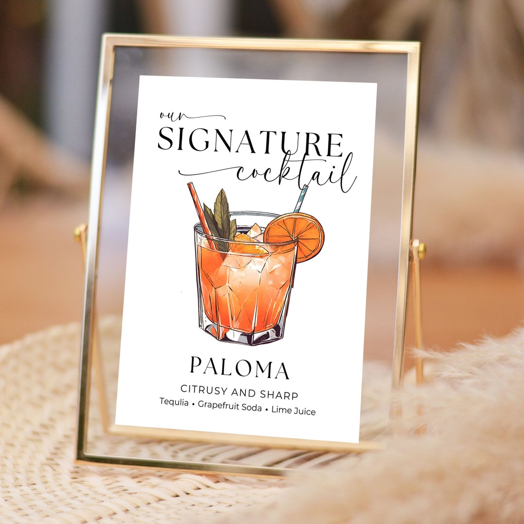 Bar Sign Paloma | Signature Drinks Sign | Our Signature Cocktail ...