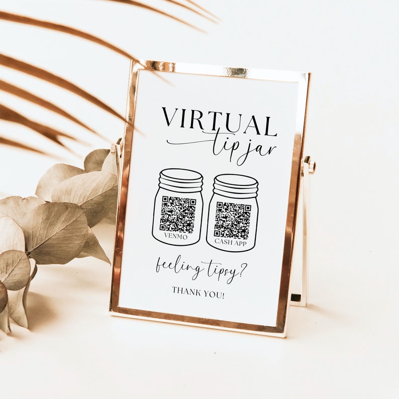 Virtual Tip Sign Wedding Virtual Tip Jar Bar Sign Feeling Tipsy Sign ...