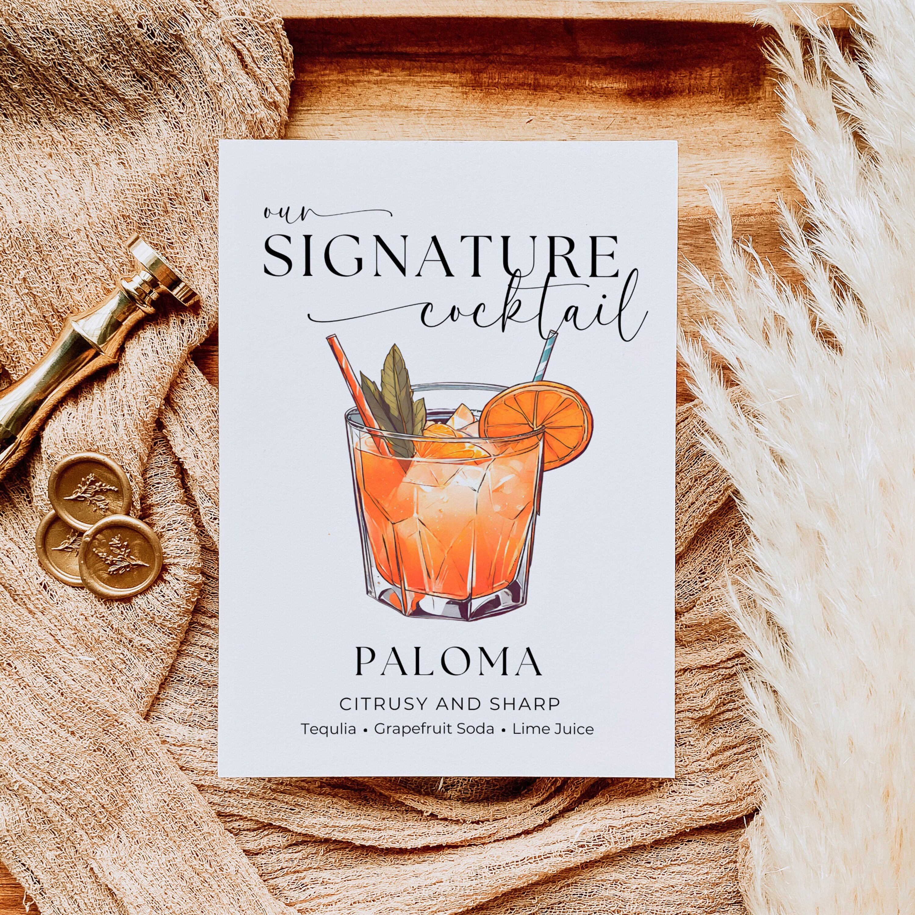 Bar Sign Paloma | Signature Drinks Sign | Our Signature Cocktail ...
