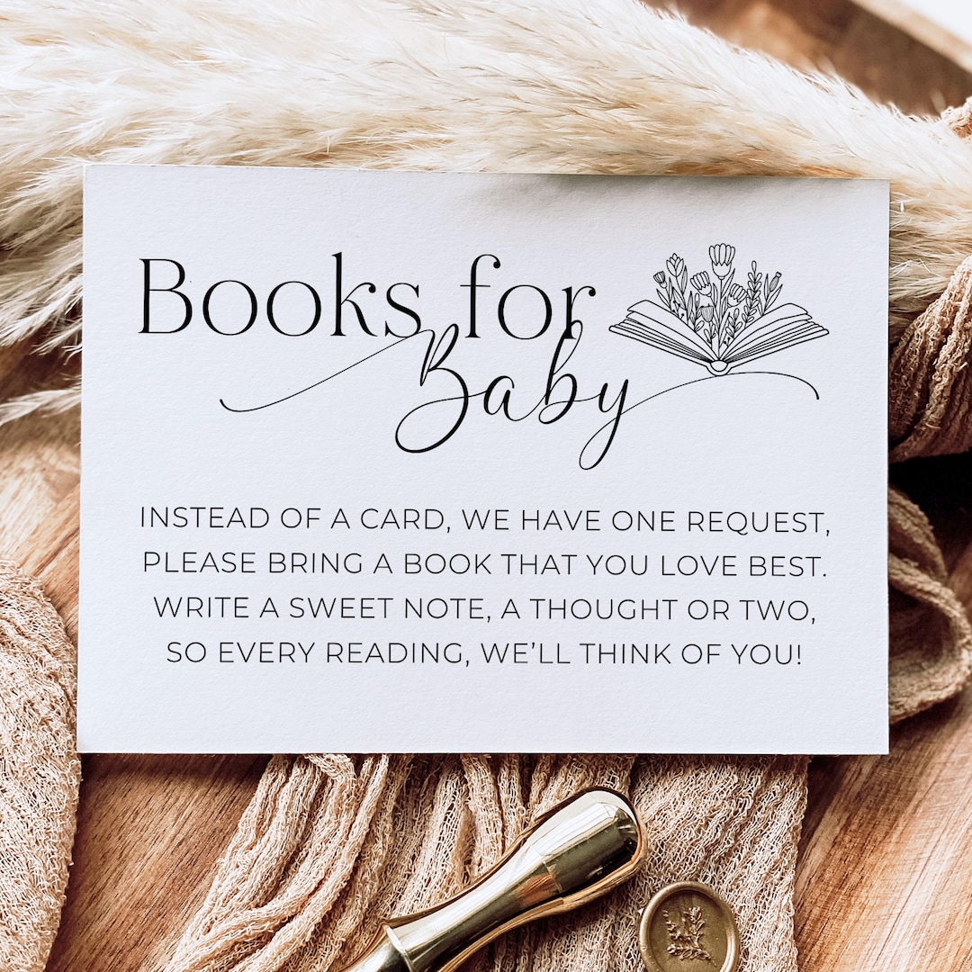 Printable Books for Baby Shower Invite Insert Card, Modern Minimalist ...