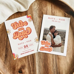 Retro Save the Date With Picture Template Printable | Groovy 60s 70s ...