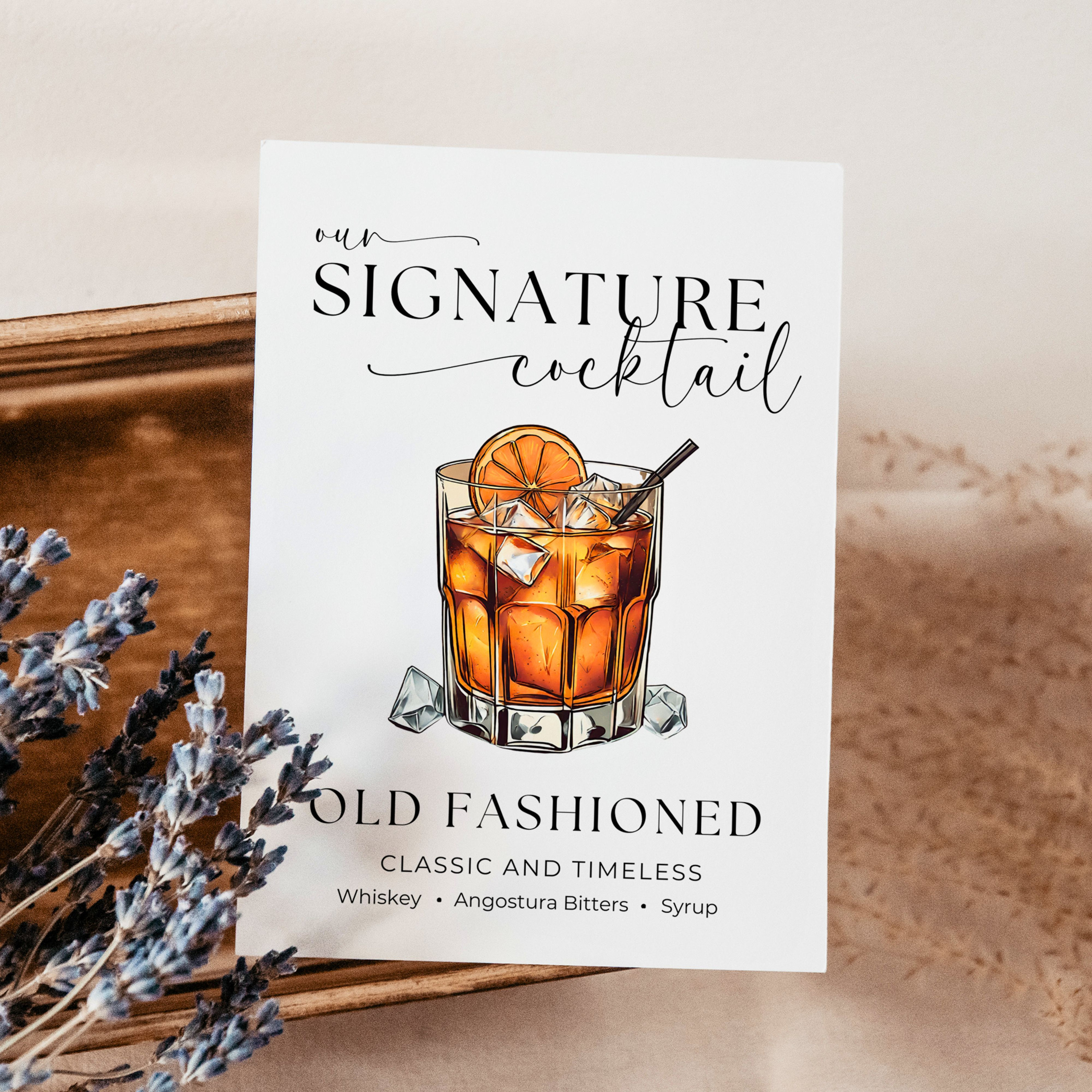 Signature Drink Sign Old Fashioned Bourbon Cocktail Sign - Etsy