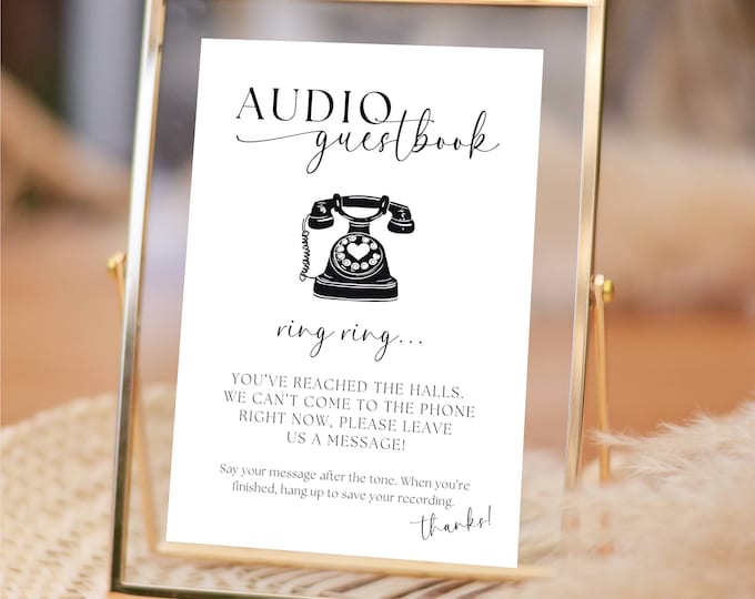 Audio Guestbook Sign | Phone Guest Book Instruction Sign | Leave a ...
