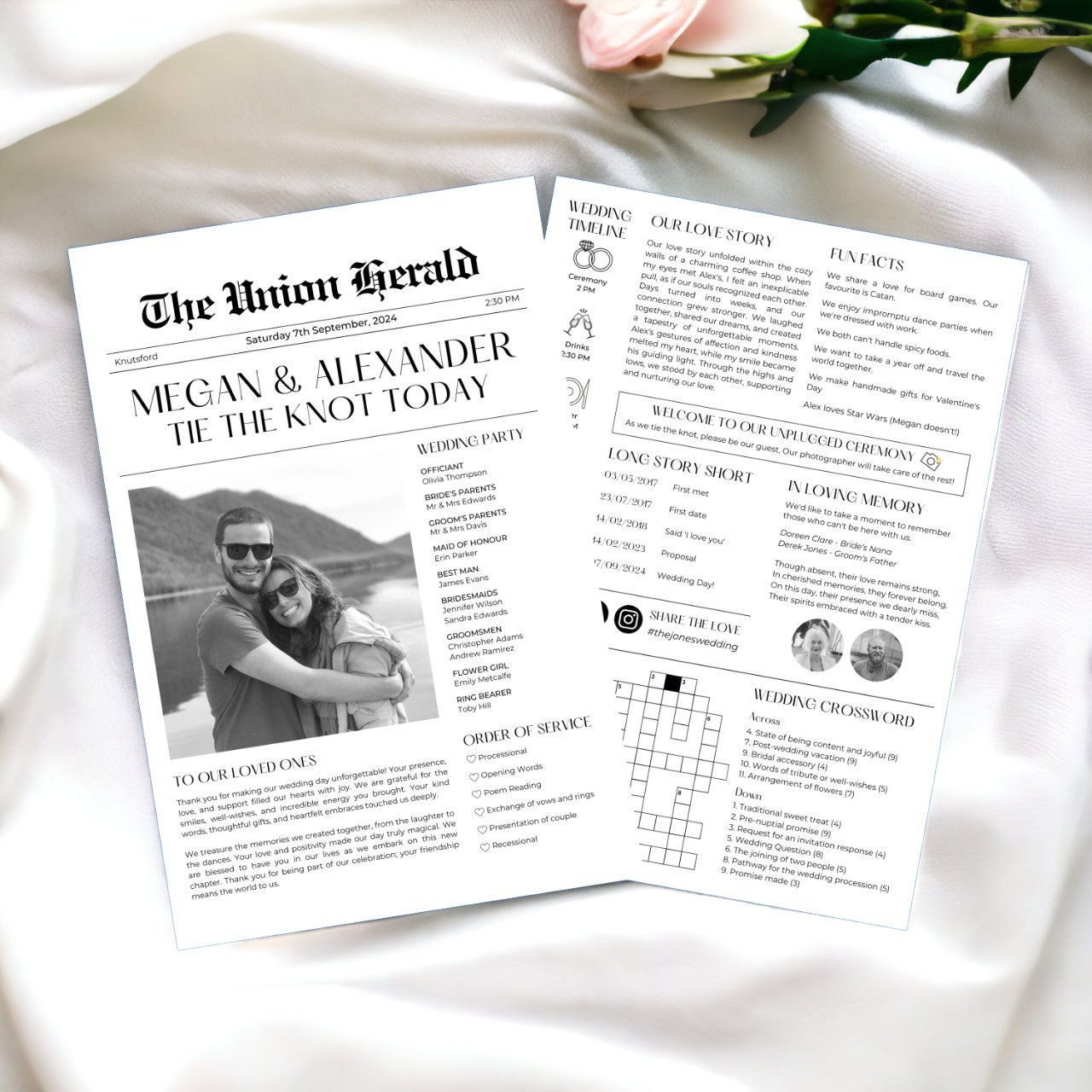 Editable Wedding Newspaper Program Wedding Program and - Etsy
