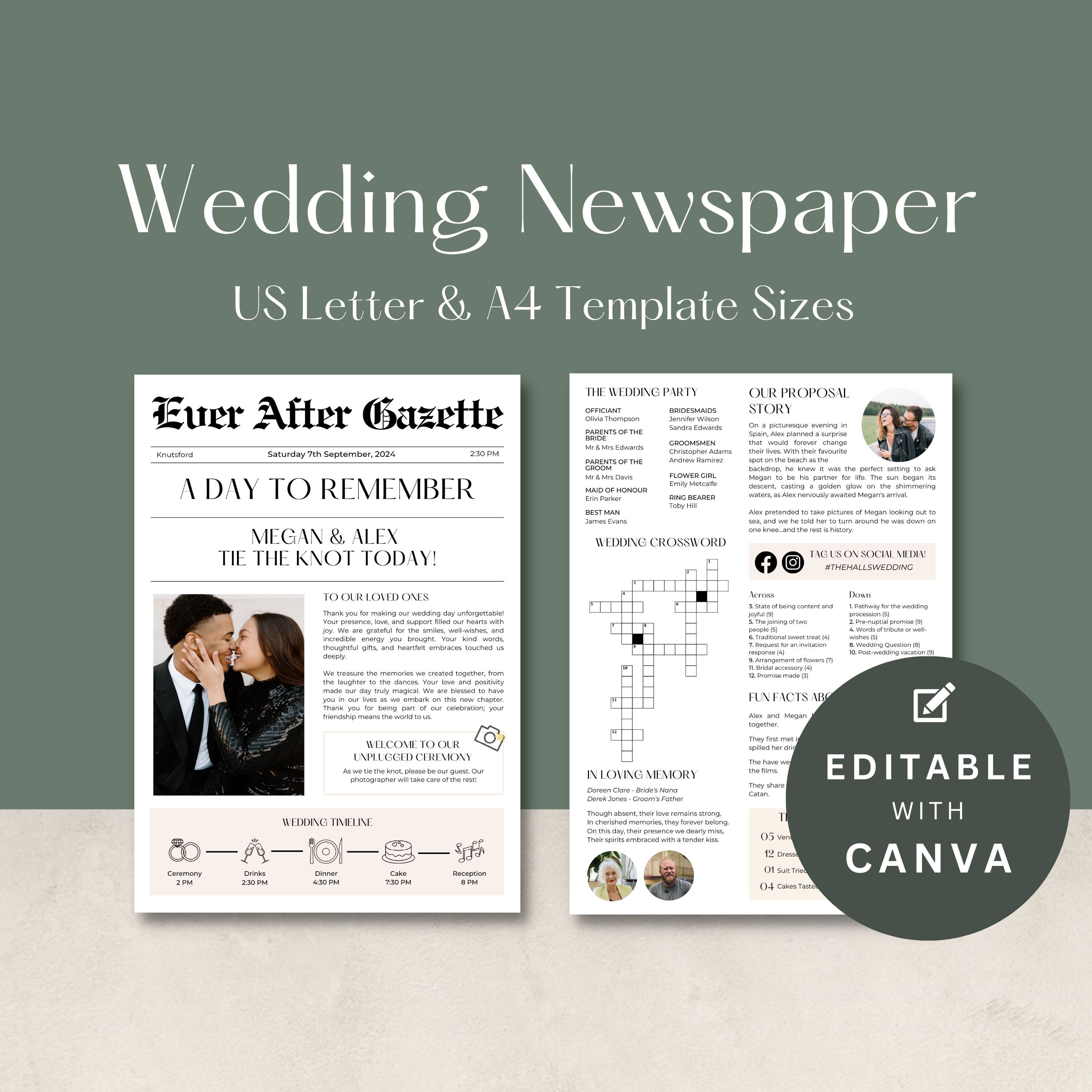 Editable Wedding Newspaper Program Wedding Newspaper - Etsy