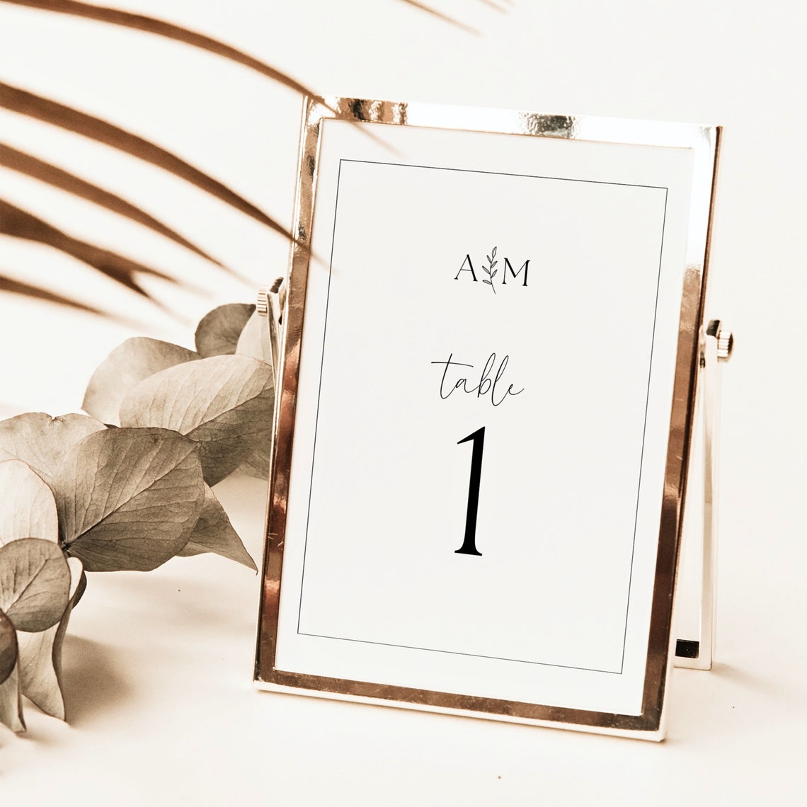 Monogram Table Number Sign Wedding Table Decor Border & Monogram Modern ...