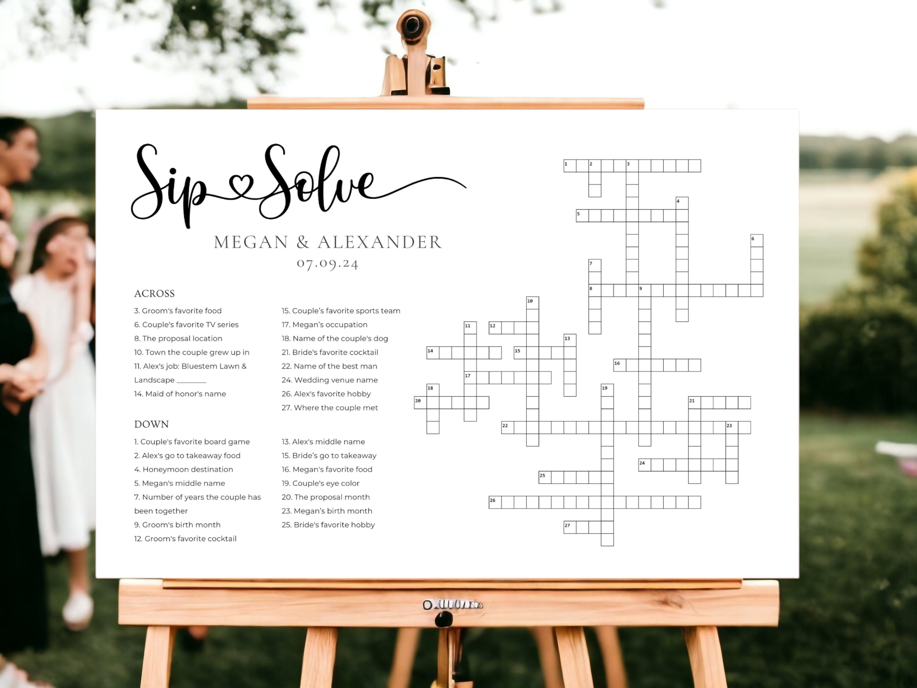 Wedding Crossword Puzzle Sign Minimal Personalized Wedding - Etsy
