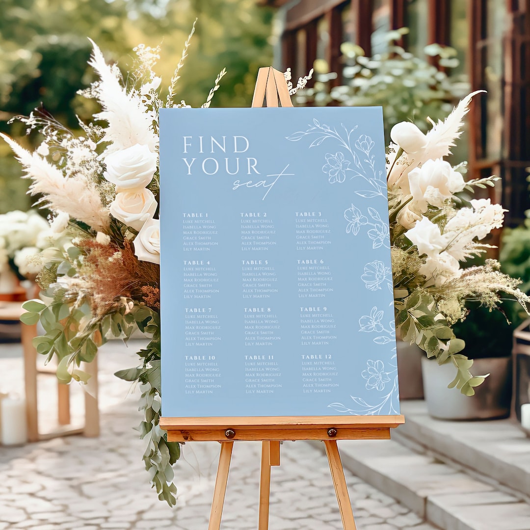 Floral Wedding Seating Chart, Printable Table Plan Seating Sign ...