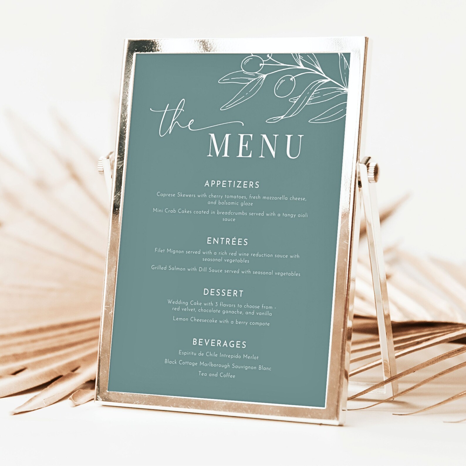 Wedding Menu Table Sign | Restaurant Menu Sign | Printable Green ...