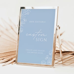 Minimalist Custom Sign Template, Dusty Blue Wedding Sign Printable ...