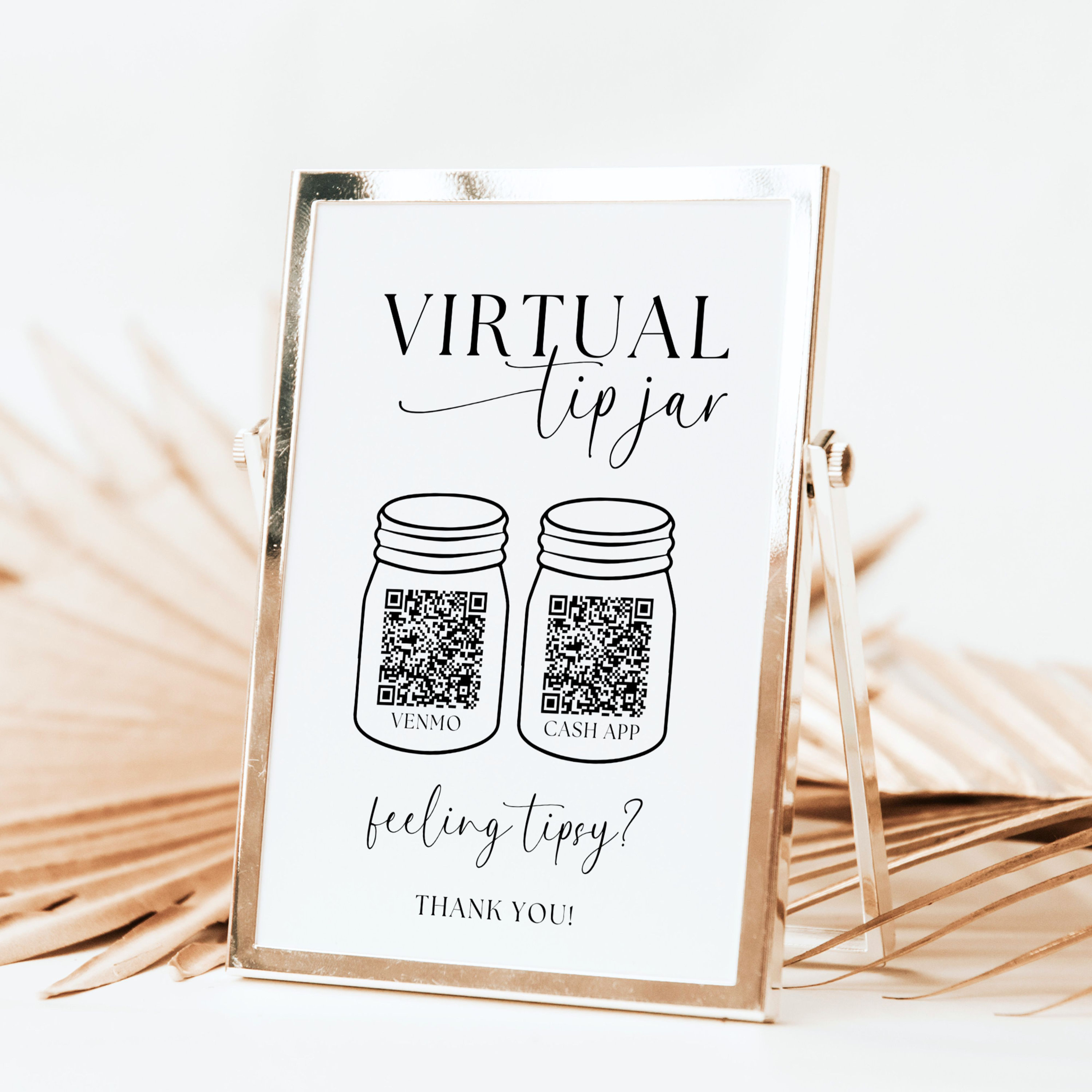 Virtual Tip Sign Wedding Virtual Tip Jar Bar Sign Feeling Tipsy Sign ...