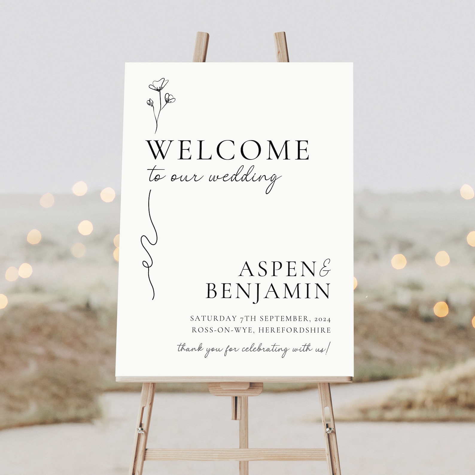 Modern Minimalist Wedding Welcome Sign | Welcome Wedding Sign Template ...