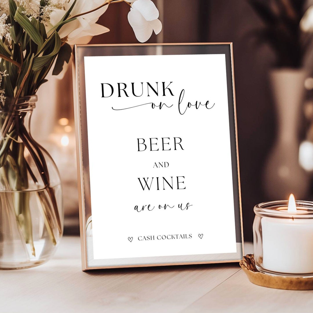 Beer and Wine Sign Wedding | Wedding Open Bar Sign | Beer and Wine Are ...